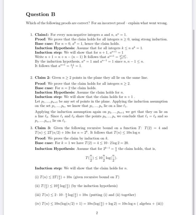 Solved Question B Which of the following proofs are correct? | Chegg.com