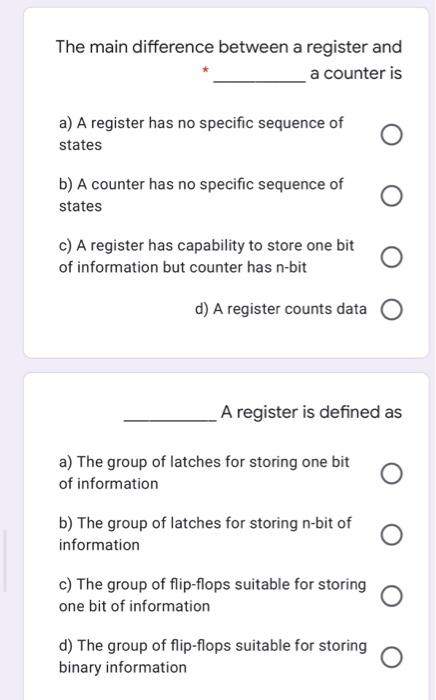Solved The main difference between a register and a counter | Chegg.com