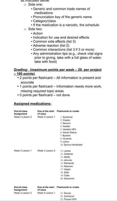 Side one: Generic and common trade names of | Chegg.com