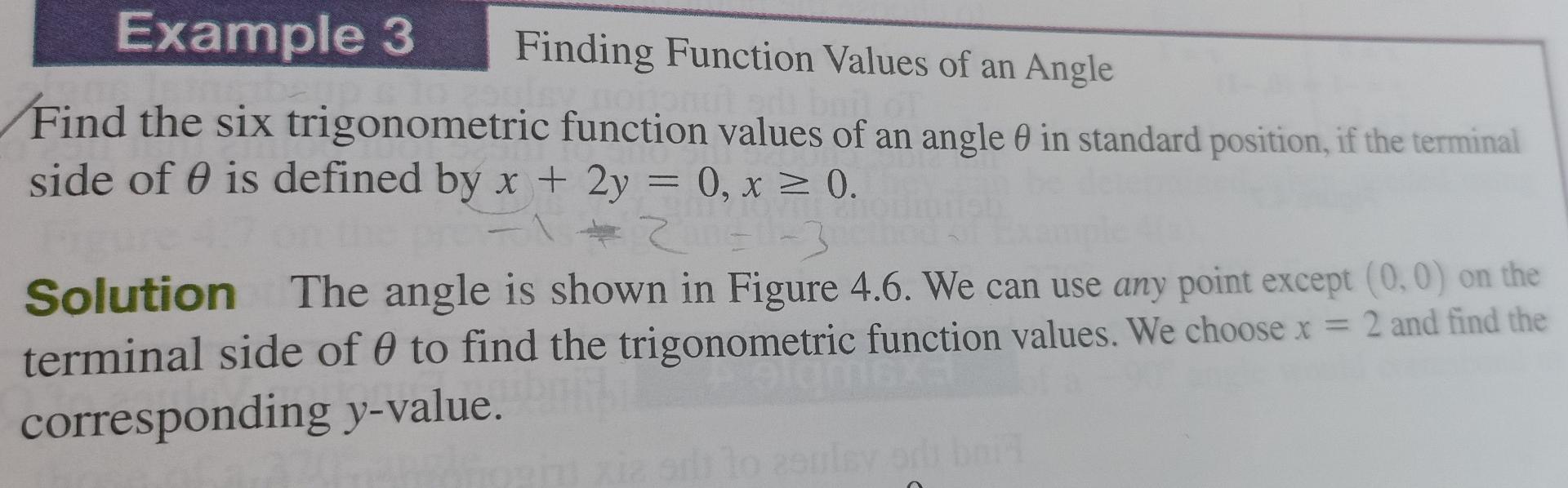 Solved = Example 3 Finding Function Values of an Angle Find | Chegg.com