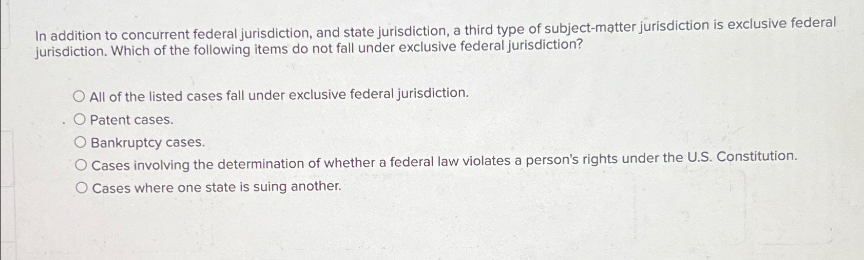 Solved In addition to concurrent federal jurisdiction, and | Chegg.com
