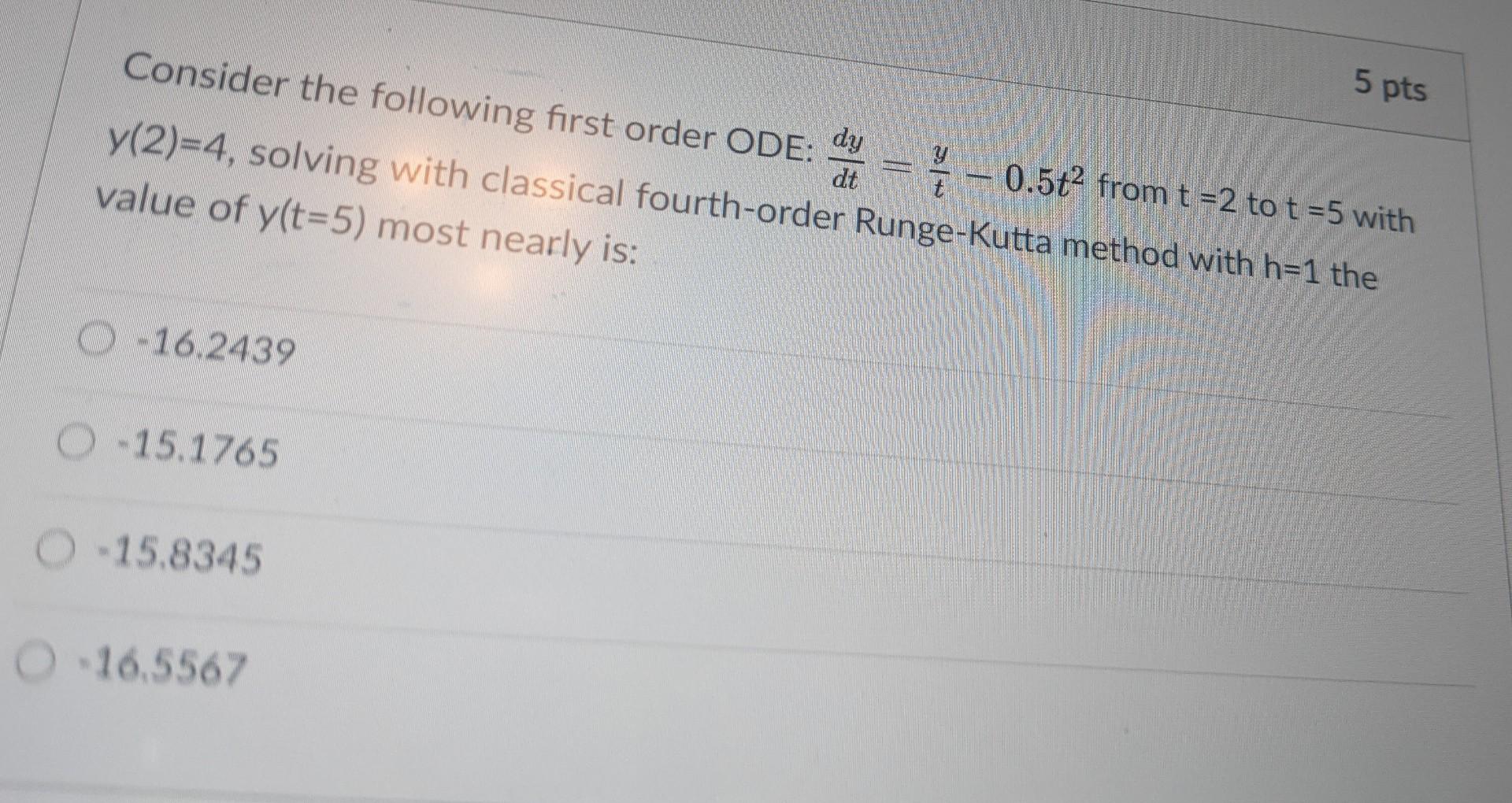 Solved 5 pts Consider the following first order ODE: ' \ - | Chegg.com