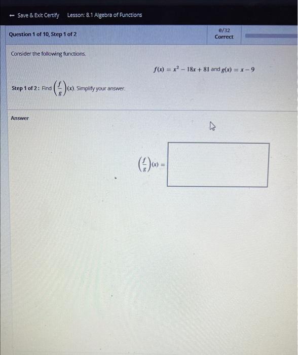 Solved Consider the following functions. f(x)=x2−18x+81 and | Chegg.com