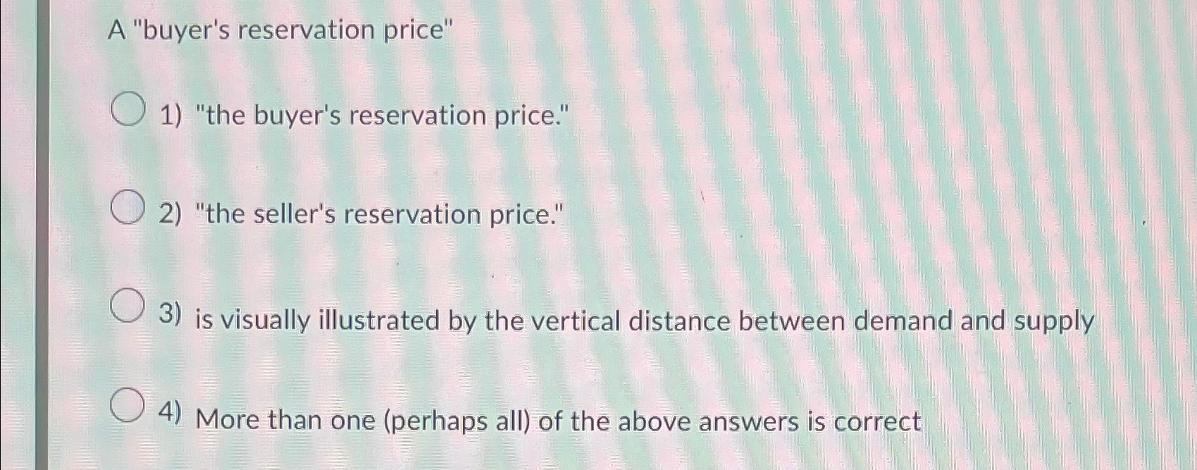 Solved A "buyer's reservation price""the buyer's reservation | Chegg.com