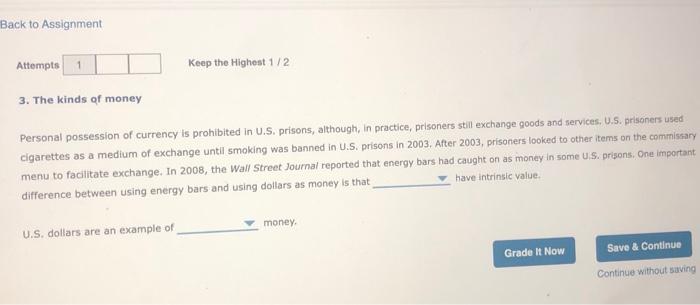 Solved Back to Assignment Attempts Keep the Highest 1/2 3. | Chegg.com