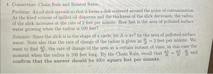 Solved 4. Connection: Chain Rule and Related Rates. Problem: | Chegg.com