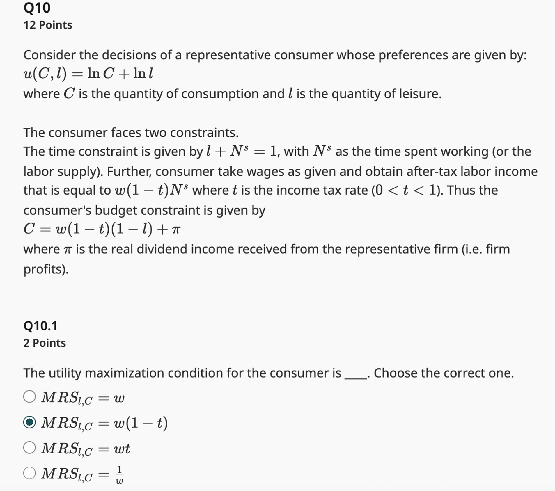 Solved Consider the decisions of a representative consumer | Chegg.com