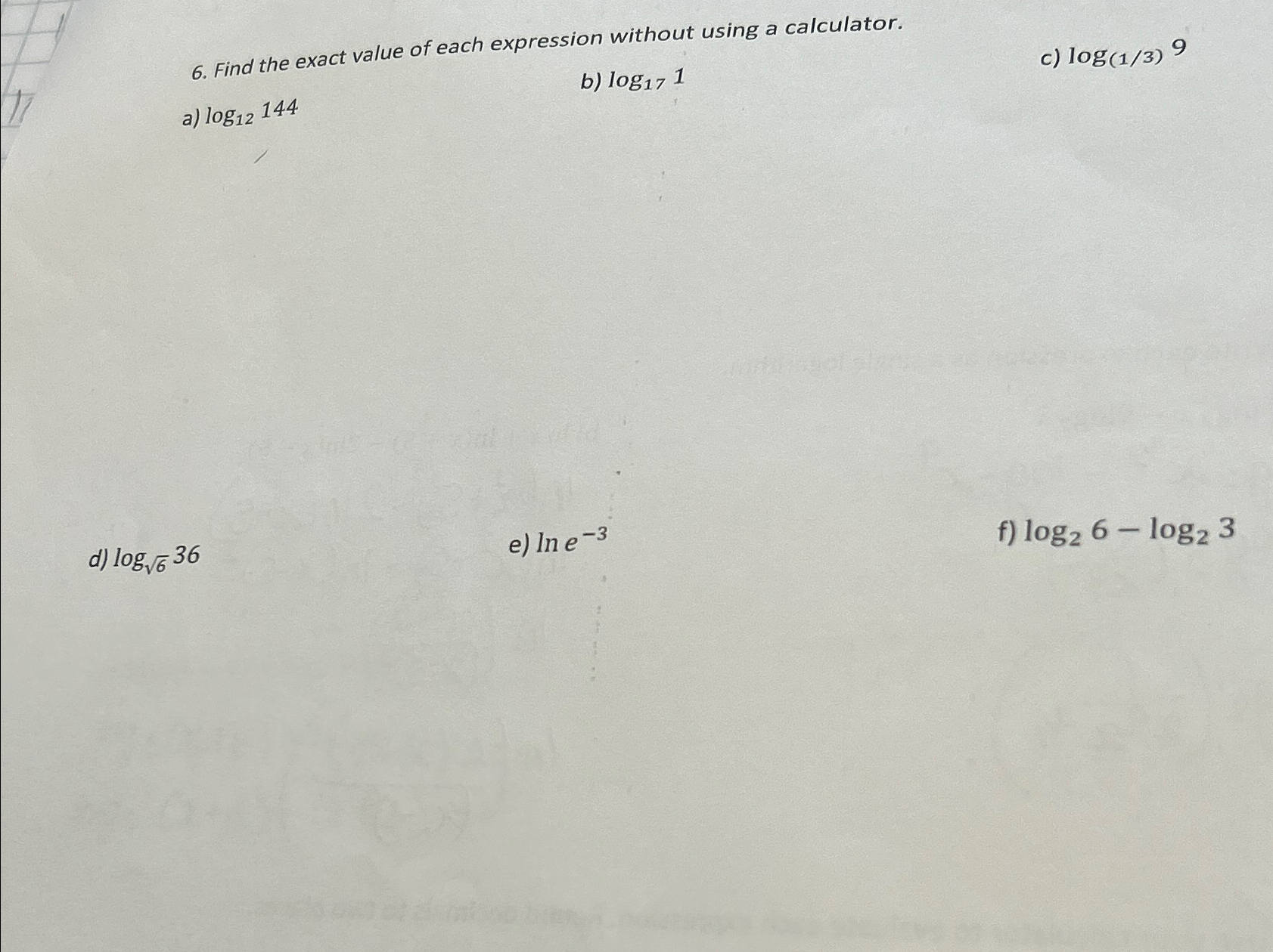 Solved Find the exact value of each expression without using | Chegg.com