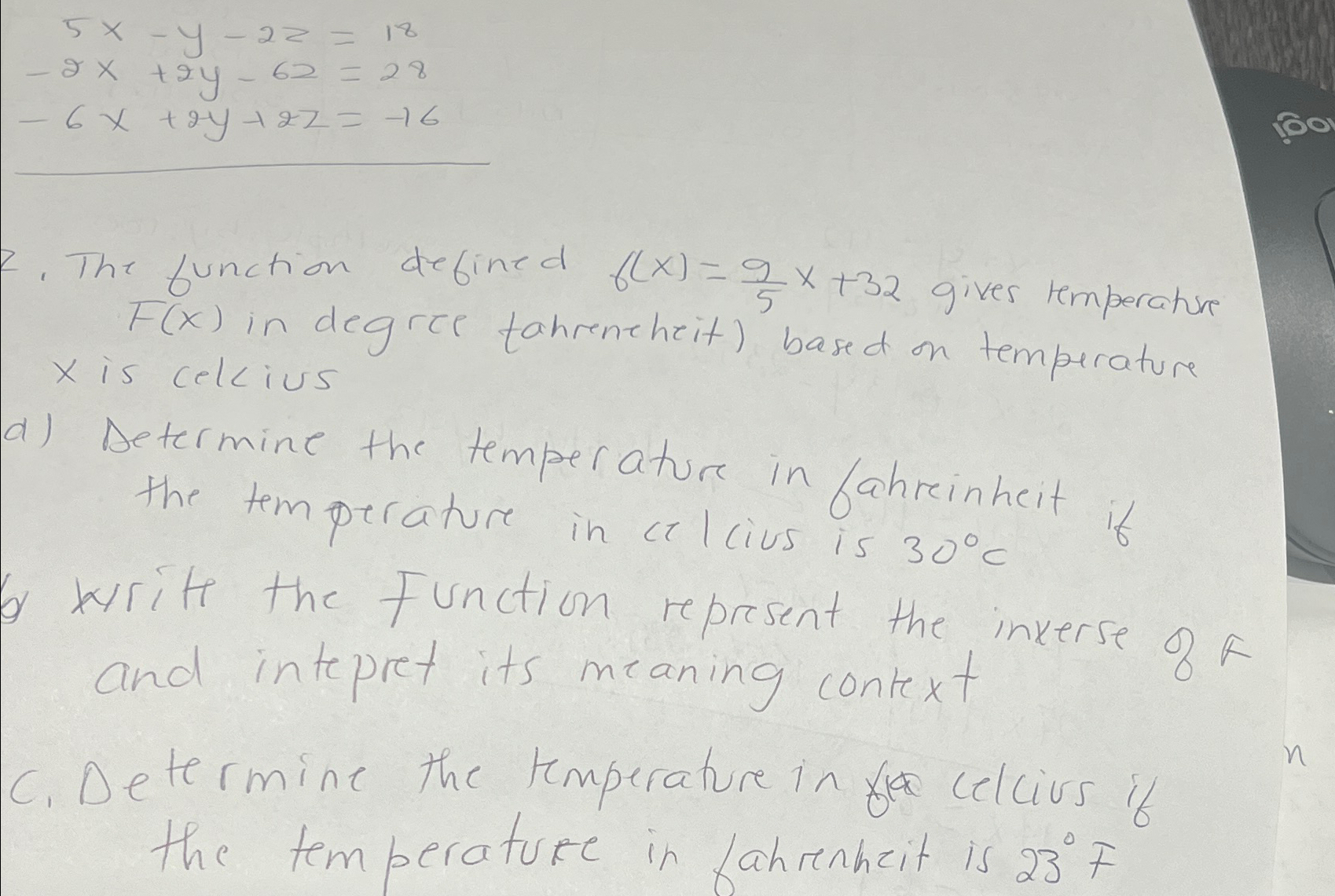Solved 2. ﻿The function defined f(x)=95x+32 ﻿gives | Chegg.com
