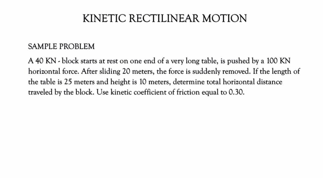 Solved KINETIC RECTILINEAR MOTION SAMPLE PROBLEM A 40 KN - | Chegg.com