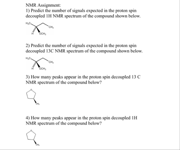 NMR Assignment:Predict the number of signals expected | Chegg.com