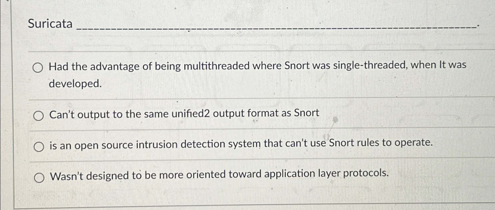 Solved SuricataHad the advantage of being multithreaded | Chegg.com