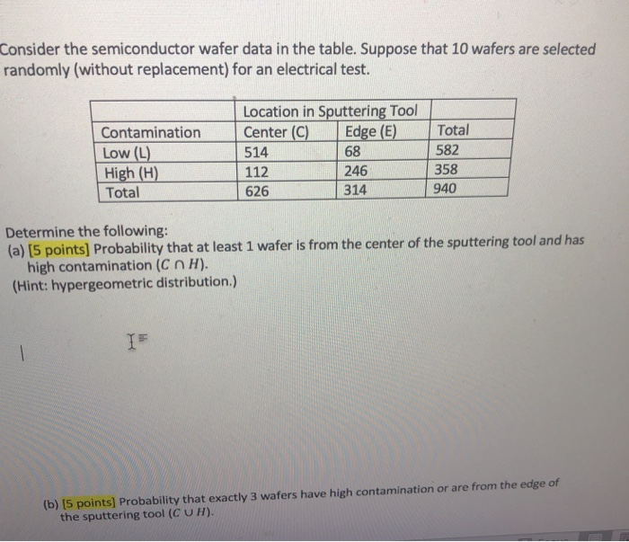 Consider the semiconductor wafer data in the table. | Chegg.com