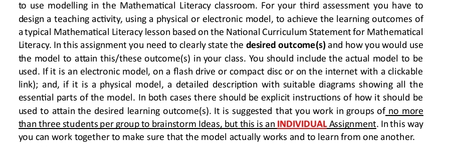 Solved to use modelling in the Mathematical Literacy | Chegg.com