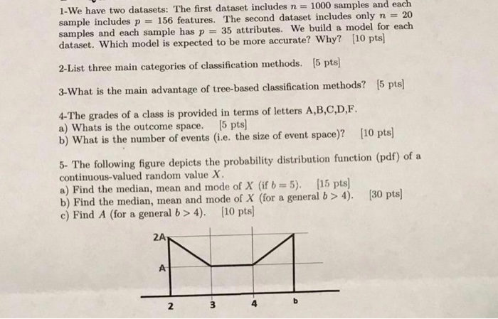 1-We have two datasets: The first dataset includes n | Chegg.com