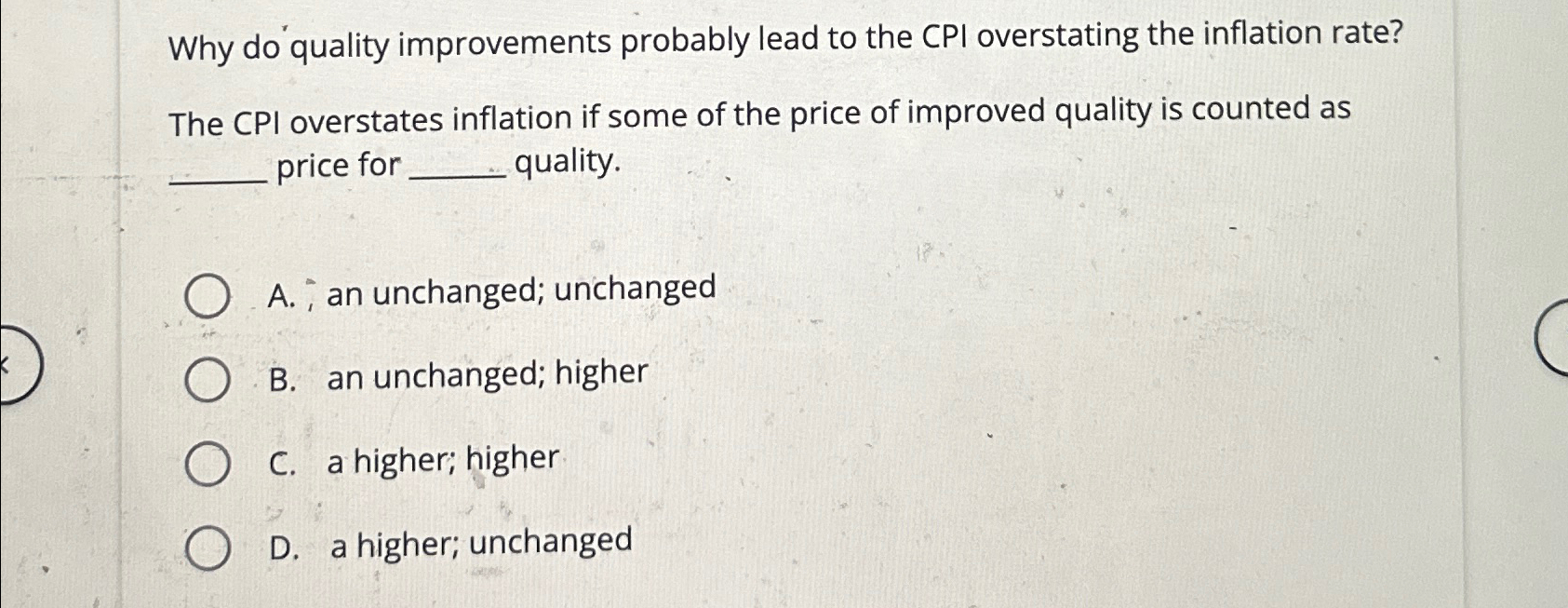 Solved Why do quality improvements probably lead to the CPI | Chegg.com