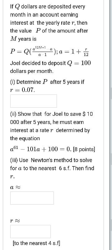 Solved If Q dollars are deposited every month in an account | Chegg.com