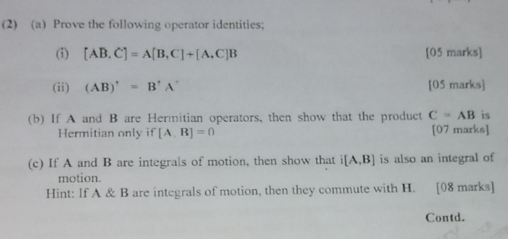 Solved (a) Prove the following operator identities; (i) \\( | Chegg.com