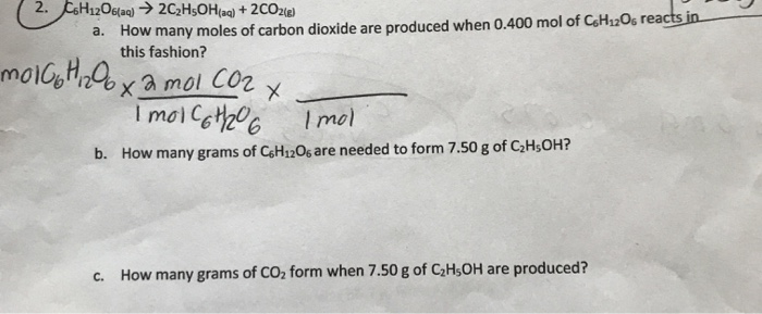 Solved molching 2. CH1206(aq) → 2C2H5OH(aq) + 2 CO2(e) a. | Chegg.com