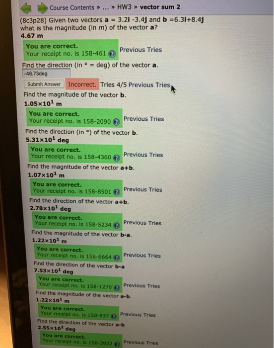 Solved Course Contents >> ... >> HW3 >> vector sum 2 | Chegg.com
