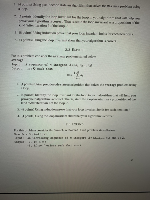 1. (4 points) Using pseudocode state an algorithm | Chegg.com