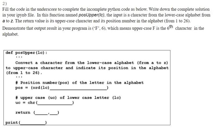 Solved Fill the code in the underscore to complete the | Chegg.com