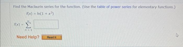 Solved Find the Maclaurin series for the function. (Use the | Chegg.com