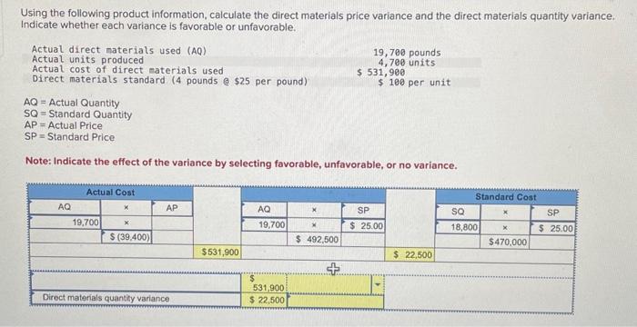 Using the following product information, calculate | Chegg.com