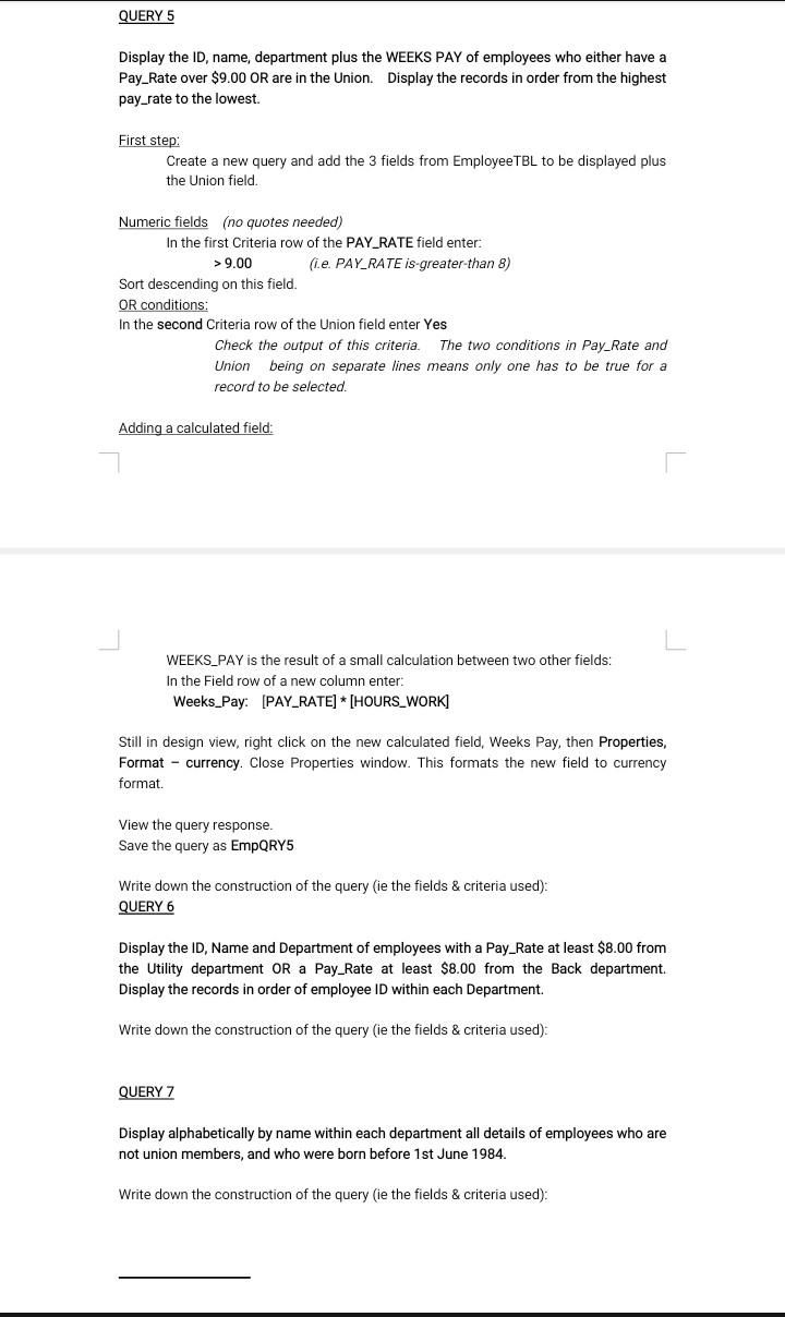 Tutorial 2: Access Queries Queries provide retrieval | Chegg.com