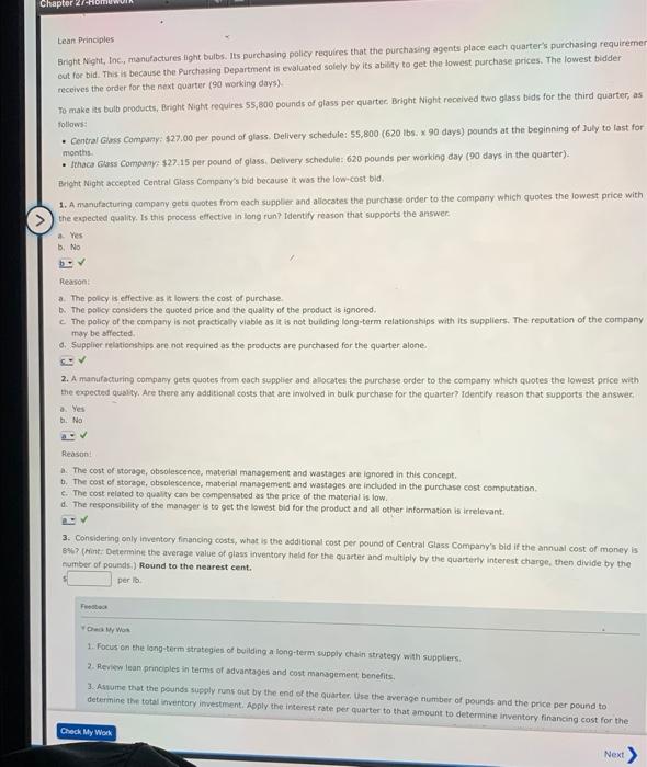 Solved Lean Principles Bnght Night, Inc, manufactures fight | Chegg.com