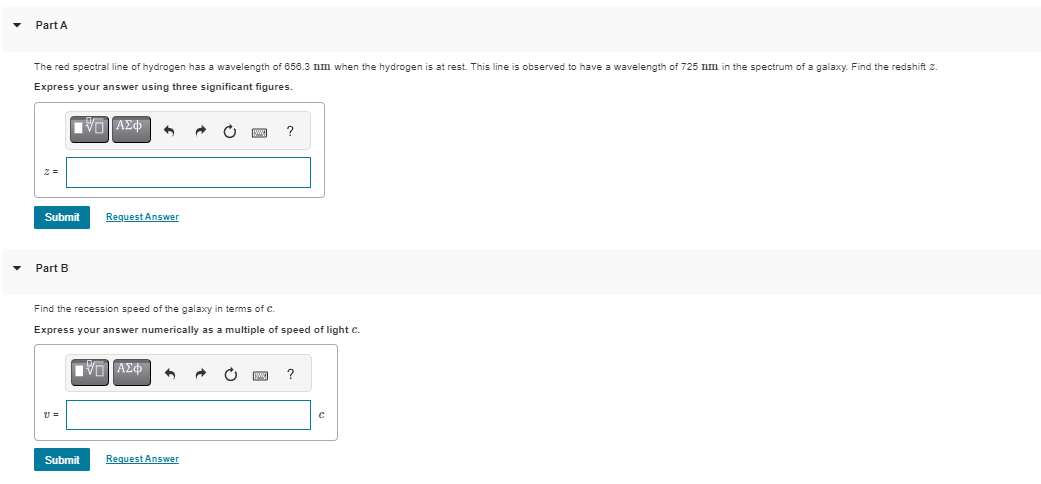 Solved Part AThe red spectral line of hydrogen has a | Chegg.com