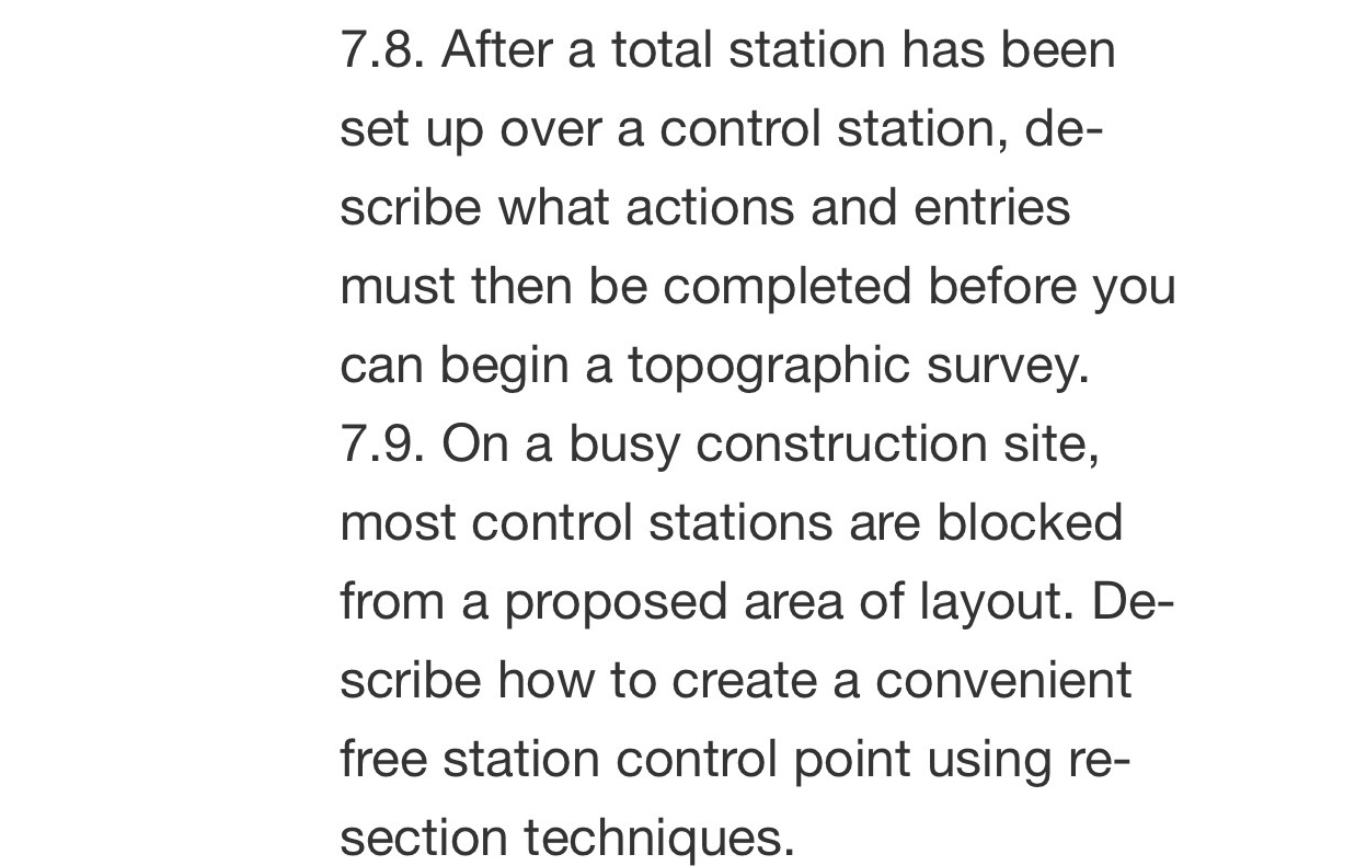 7.8. ﻿After a total station has been set up over a | Chegg.com