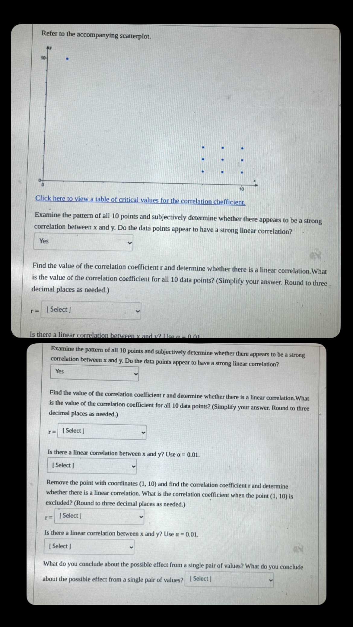 Solved by an EXPERT Refer to the accompanying scatterplot.Click here to ...