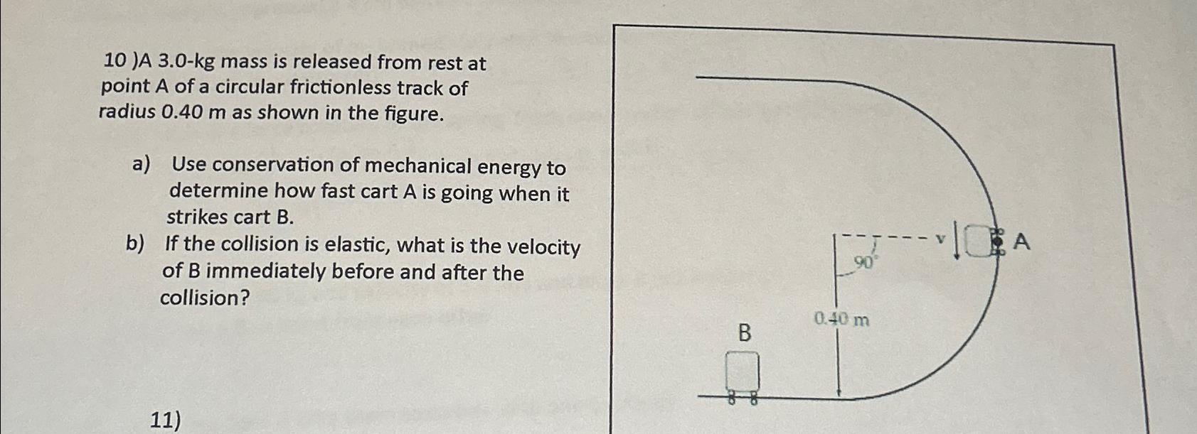 Solved 10 )A 3.0-kg mass is released from rest at point A | Chegg.com