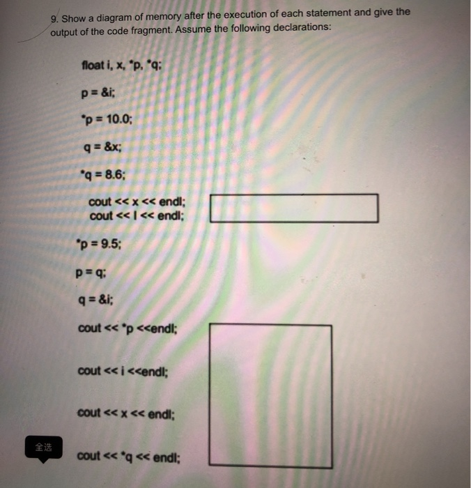 Solved 9 Show A Diagram Of Memory After The Execution Of
