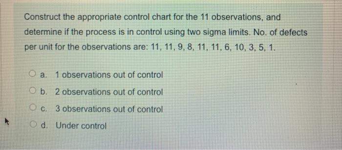 Solved Construct the appropriate control chart for the 11 | Chegg.com