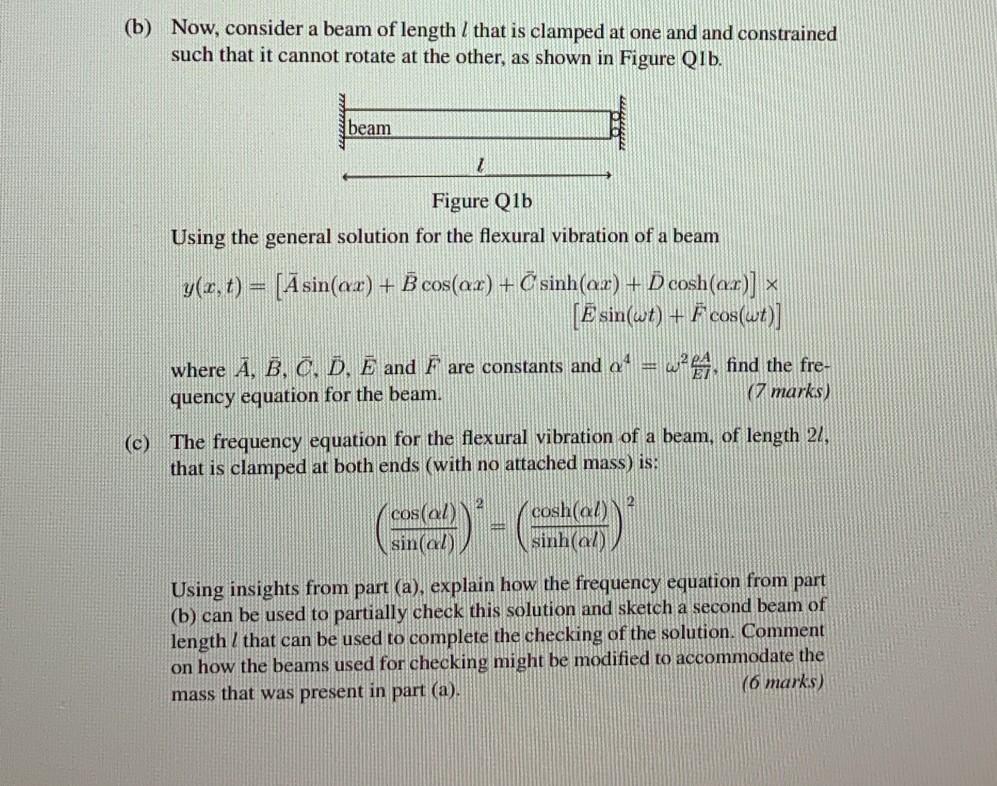 Solved Now, consider a beam of length l that is clamped at | Chegg.com