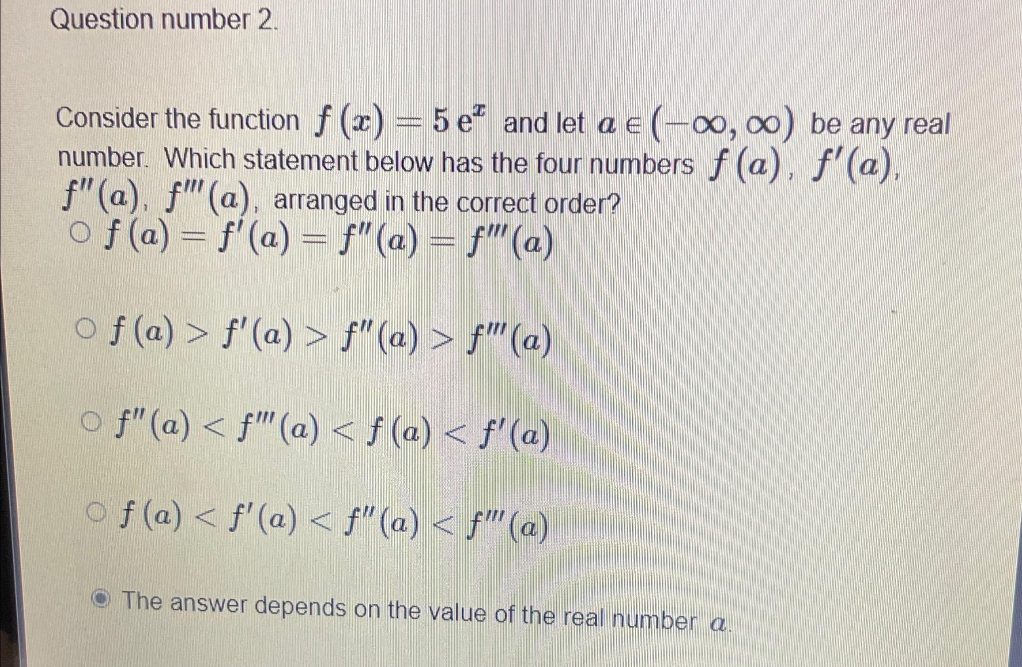 Solved Question number 2.Consider the function f(x)=5ex ﻿and | Chegg.com