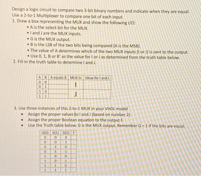 Solved Design a logic circuit to compare two 3-bit binary | Chegg.com