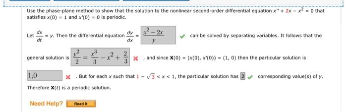 Solved Use the phase-plane method to show that the solution | Chegg.com