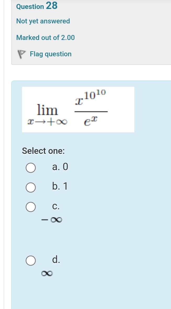 Solved Question 28Not yet answeredMarked out of 2.00Flag | Chegg.com