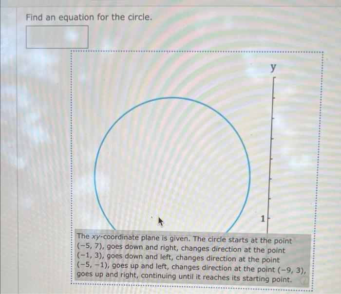 Solved Find an equation for the circle. y The xy-coordinate | Chegg.com