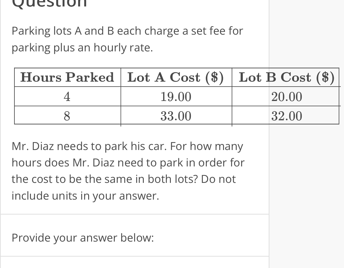 Solved Parking lots A and B each charge a set fee for | Chegg.com