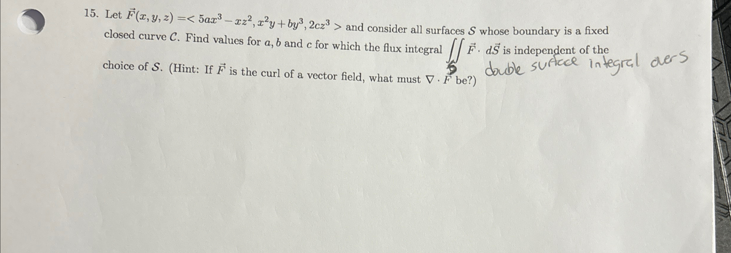 Solved Let vec(F)(x,y,z)= ﻿and | Chegg.com