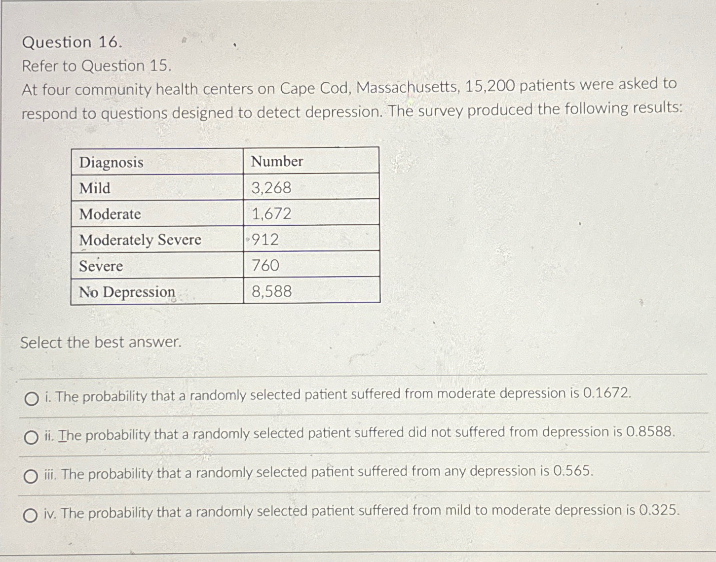 Solved Question 16.Refer to Question 15.At four community | Chegg.com Solved Question 16.Refer to Question 15.At four community | Chegg.com