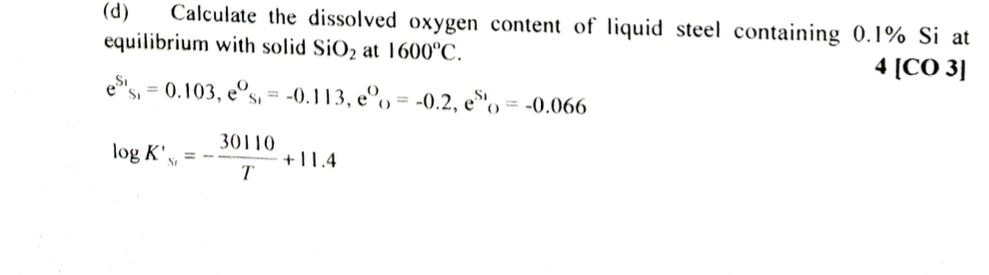 Solved (d) ﻿Calculate the dissolved oxygen content of liquid | Chegg.com