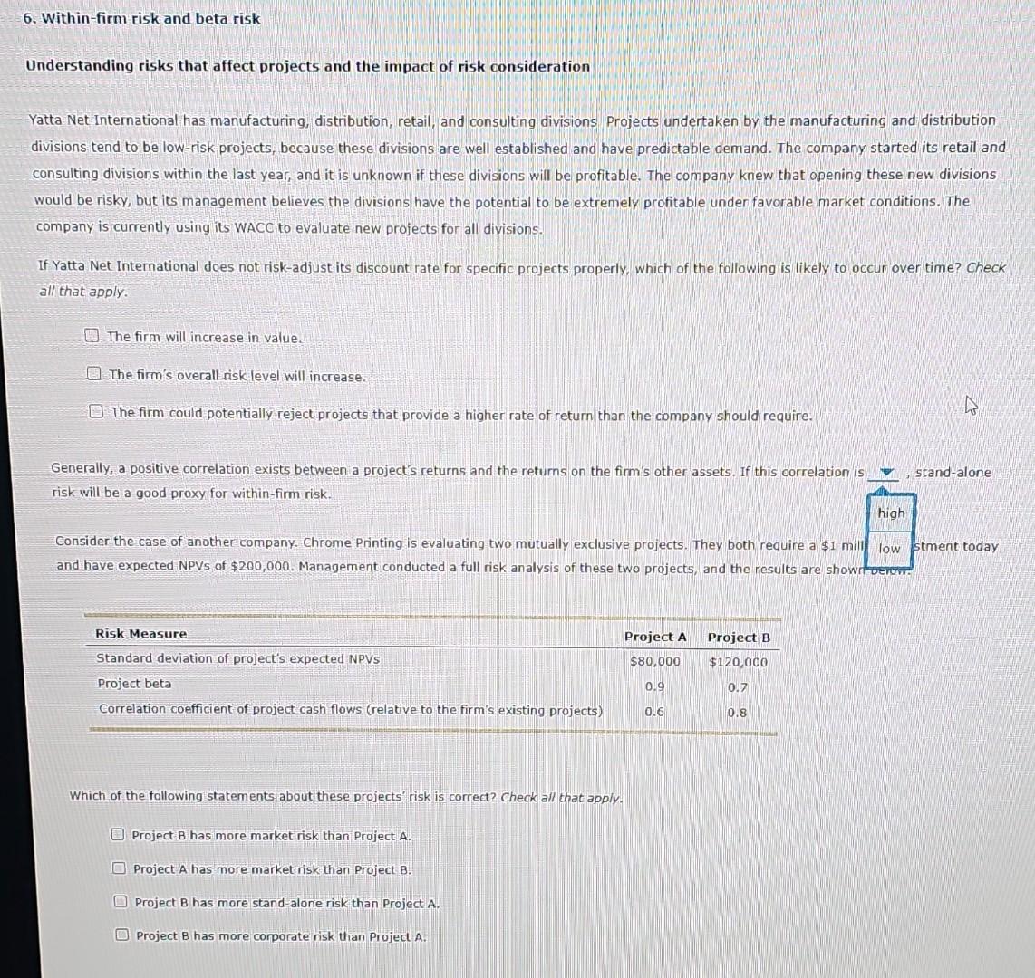 Solved Understanding risks that affect projects and the | Chegg.com