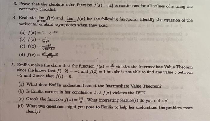 Solved 3. Prove that the absolute value function f(x)=∣x∣ is | Chegg.com