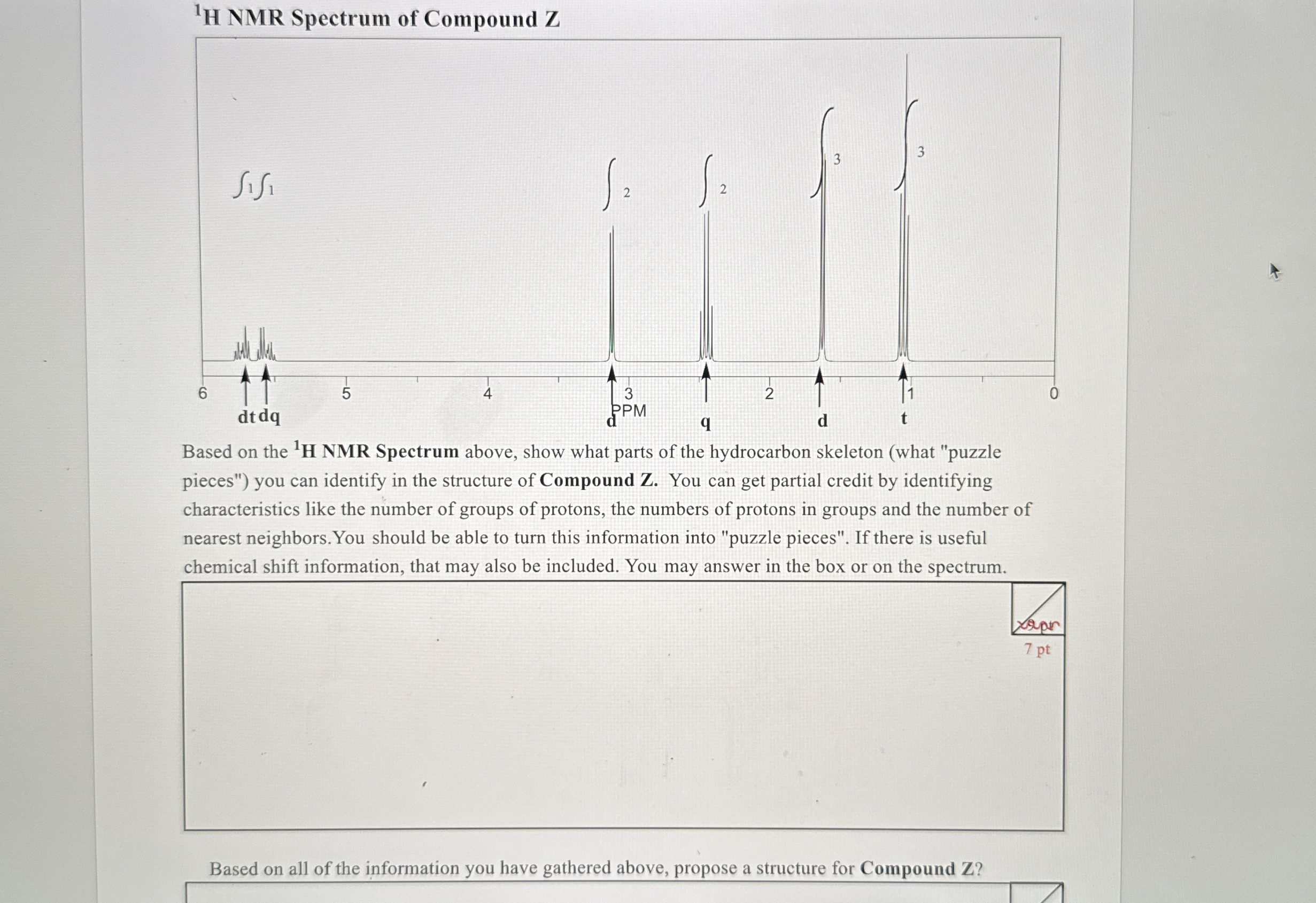 ?1 ﻿H NMR Spectrum of Compound ZBased on the ?1H ﻿NMR | Chegg.com