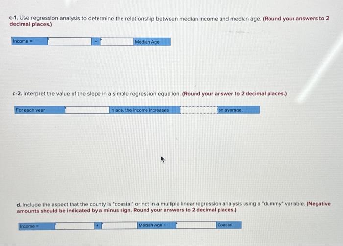 Solved c-1. Use regression analysis to determine the | Chegg.com